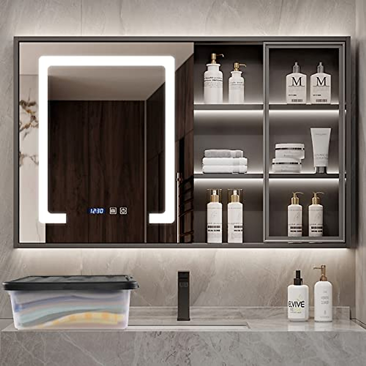 Jekiyo 14 Quart Frosted Clear Latching Storage Bin, Stackable Plastic Box with Black Lid, 2 Packs