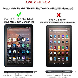 Case for Kindle Fire HD 8/HD 8 Plus Tablet 10th Generation 2020 | Herize Heavy Duty Fire Hd 8 Case W/Screen Protector 360 Rotating Stand Hand Strap Shoulder Strap for Amazon Kindle Fire 8 Inch Tablet