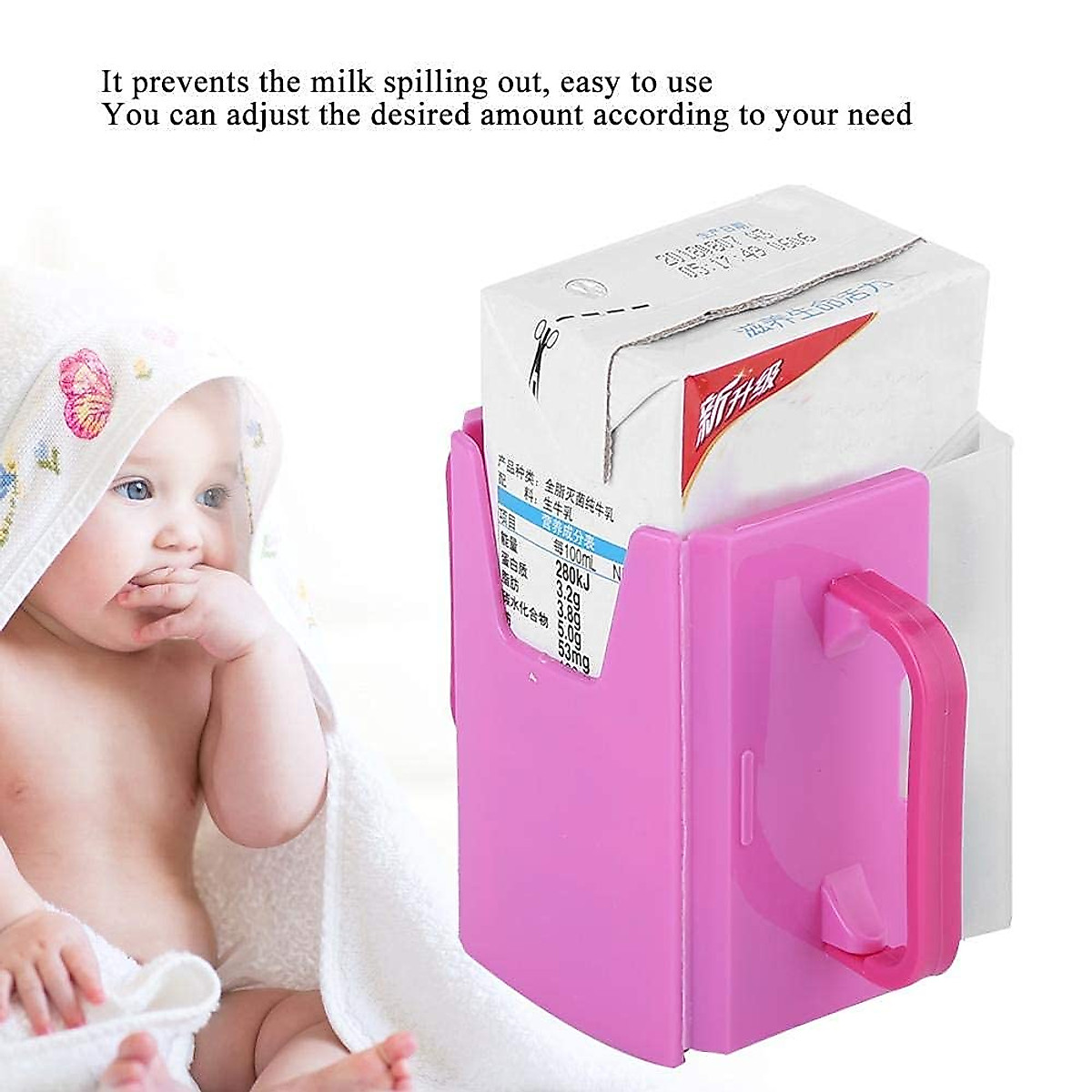 Adjustable Bottle Cup Holder Spill-Proof Milk Box Drinking Bottle Cup Holder with Handle for Baby Toddler Kid Child Kitchen Tool(Red)