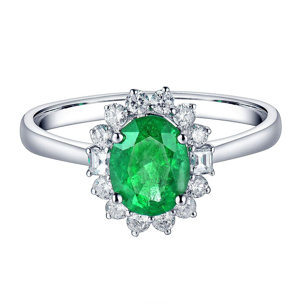 Lanmi 14K Rose White Gold Natural Emerald Promise Engagement Wedding Rings for Women Ladies Gift Promotion