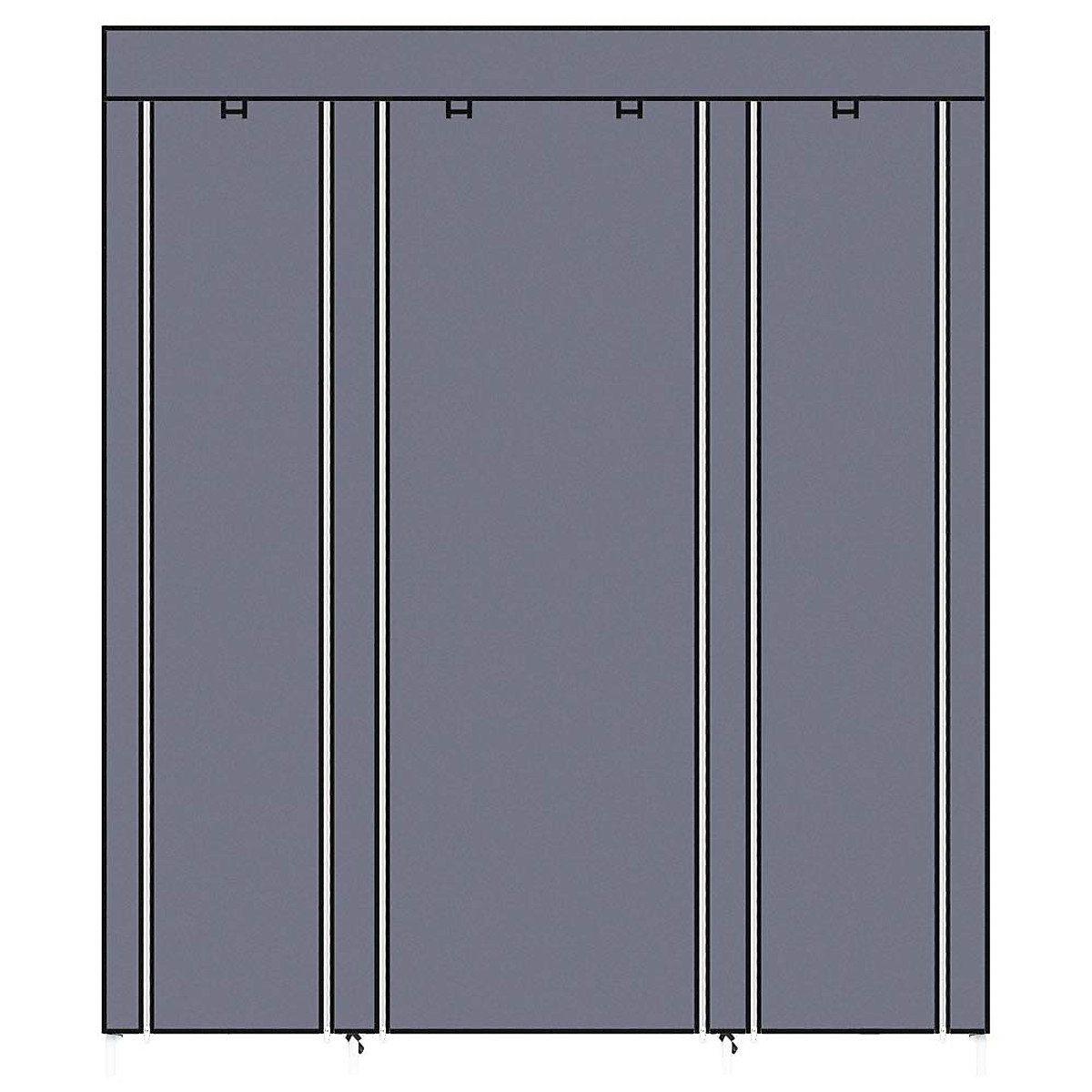 59" SP512 Portable Closet Organizer Non-Woven Fabric Clothes Wardrobe Closet Shelves,Quick and Easy to Assemble (Grey)