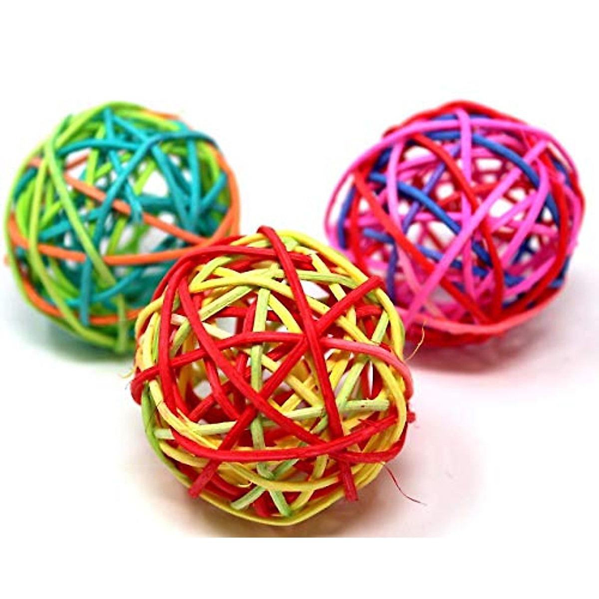 1531 PK3 Natural Crazy Color Vine Balls 2" Bird Foot Toy Cockatiel Parakeet