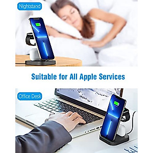 3in1 Charger Station for Apple Products, 18W Fast Apple Charging Station Compatible with iPhone 14/13/12/11/X/8 Series, Apple Watch Ultra/8/SE/7/6/5/4/3/2/1, AirPods Pro/3/2/1, Adapter Cable Included
