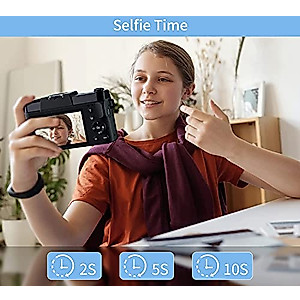 Saneen Digital Camera, 4K & 56MP Cameras for Photography, Small & Compact Vlogging Video Camera for Teens, Kids, Beginners, Equipped with 16X Digital Zoom, 32GB SD Card & 2 Rechargeable Batteries