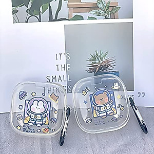 Bogut Compatible for Beats Fit Pro Case, Cute Bear Cartoon Design Beats Fit Pro 2021 Earbuds Cover with Keychain, Clear TPU Protective Anti-Fall Soft Silicone Case for Kids Boys Girls - Clear