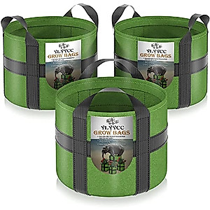 YLYYCC 3-Pack 5 Gallon Grow Bags Heavy Duty Thickened Nonwoven Plant Fabric Pots with Handles, Durable Portable Bags, Cylindrical