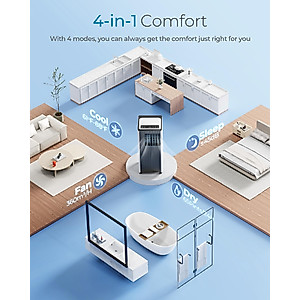 FIOGOHUMI 10000BTU Portable Air Conditioners - Portable AC Unit with Built-in Dehumidifier Fan Mode for Room up to 350 sq.ft. - Room Air Conditioner with 24H Timer & Remote Control Window Mount Kit