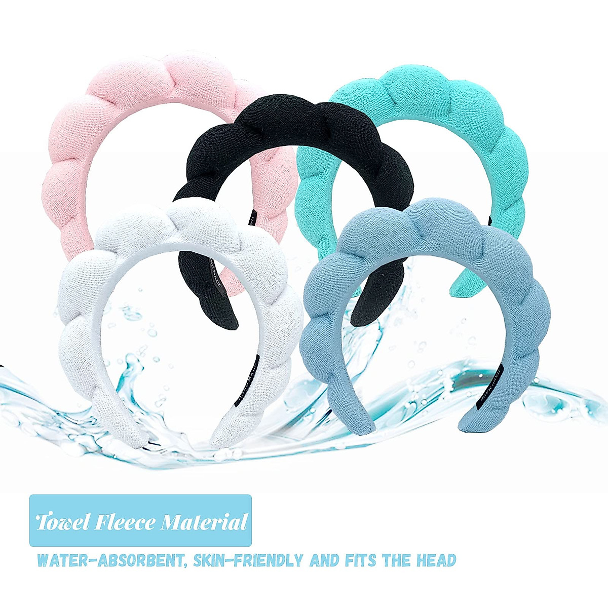 S-SNAIL-OO 3PCS Spa Headband for Women - Sponge & Terry Towel Cloth Fabric Head, Creative Handmade Twist Sponge Headband, New Headwear for Skincare, Face Washing (Pink&Green&Blue)