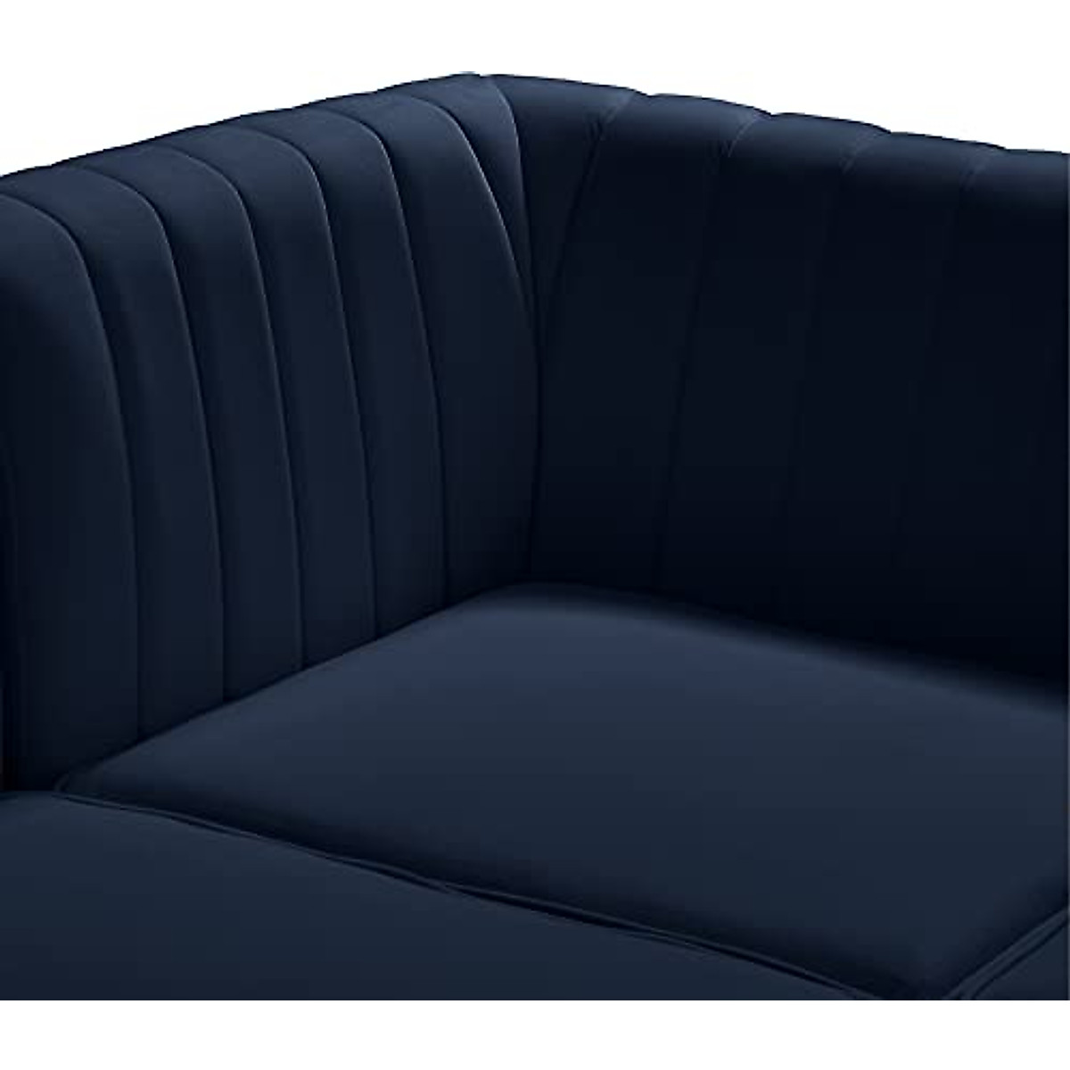 Meridian Furniture Alina Collection Velvet Upholstered Modular Sofa with Deep Channel Tufting, 119" Wide, Navy