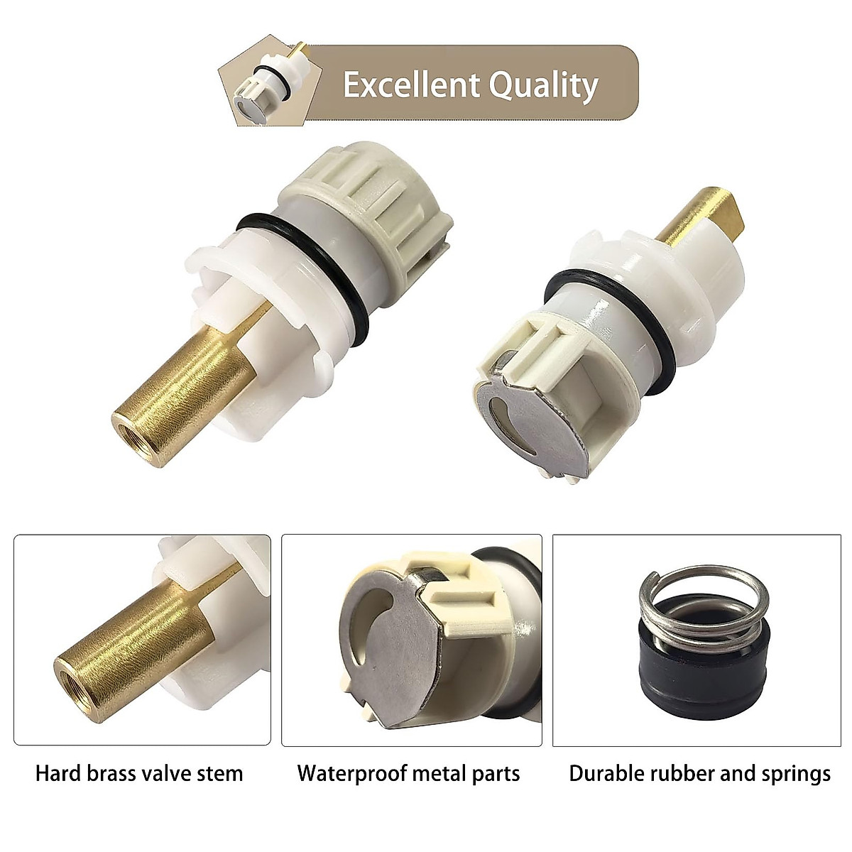 RP25513 RP24096 Faucet Stem Unit Assembly Kits for Two Handle Faucets Cartridge with RP4993 Rubber Seat and Spring, for Bathtub Shower Sink Bathroom Faucet (Not for Self Contained Faucets), 2 Pack