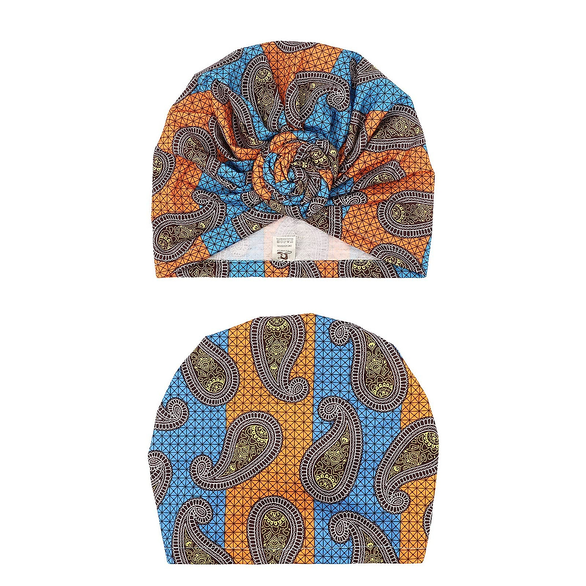 DRESHOW 5 Pack Knotted Headwraps for Women African Turban Pre-Knotted Beanie Headwraps Hair Covers