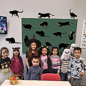 Lucleag 45PCS Halloween Black Cat Cutouts for Halloween Decorations, Spooky Halloween Black Cats Cutouts for Halloween Party Decor School Classroom Bulletin Board Wall Decoration