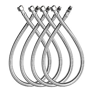 4 Pcs Bathroom Faucet Hose Connector Braided Supply Hose 3/8-Inch Female Compression x M10 Male Connector 304 Stainless Steel Kitchen Sink Faucet Connection (24 inch)