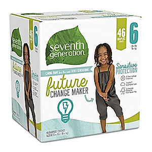 Seventh Generation Baby Diapers, Size 6, 46 Count, Super Pack, for Sensitive Skin