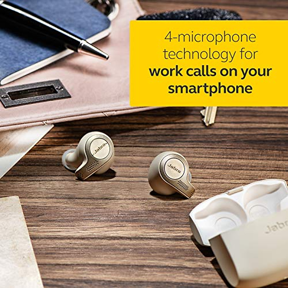 Jabra Elite 65t Earbuds – Alexa Built-in, True Wireless Earbuds with Charging Case, Gold Beige – Bluetooth Earbuds Engineered for The Best True Wireless Calls and Music Experience