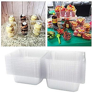 OJYUDD 50 Pcs Clear Plastic Take out Containers,Square Hinged Food Containers,Disposable Clamshell Dessert Container with Lid for Salad,Sandwiches,Hamburger (5x4.7x2.8 in)