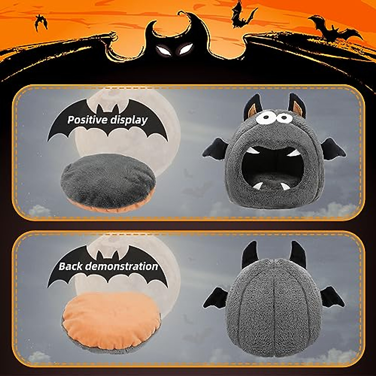 YUEPET Guinea Pig Bed Small Animal Hideout, Warm Cozy Halloween Monster Guinea Pig Hides for Guinea Pig Dwarf Rabbit Ferret Hamster Chinchilla Hedgehog