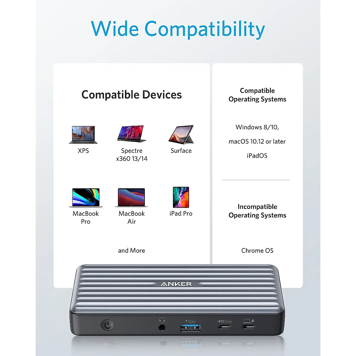 Anker USB C Docking Station, PowerExpand 9-in-1 PD Dock, 60W Charging for Laptop, 20W Power Delivery, 4K HDMI and DisplayPort, USB 3.0 and USB 2.0 Data, Gigabit Ethernet, 3.5 mm Audio