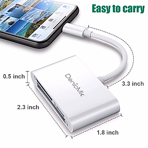 DenicMic SD CF Card Reader Compatible with iPhone/iPad SD CF TF Memory Card Reader Adapter Digital Trail Game Camera Accessories No Need App