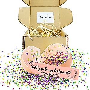 1DFAUL Will You Be My Bridesmaid Card, Bridesmaid Cards Proposal, Will You Be My Matron Of Honor Surprise Egg, Maid Of Honor Gifts from The Bride, Bridesmaid Cards Gifts for Best Friend, Sister