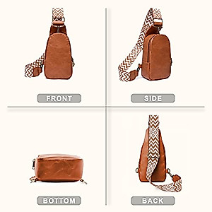 Hi-QTool Women Chest Bag Sling Bag Small Crossbody Daypack Guitar Strap Purse PU Leather Satchel Shoulder Bag for Travel