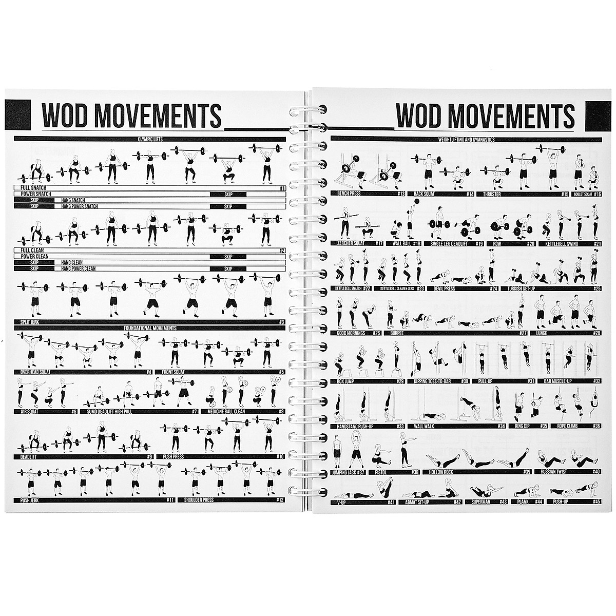 WODBOOK Workout Journal for Athletes - WOD Logbook - Exercise Planner - Cross Training Tracking Diary – WOD Book | Track 200 WODs + 130 Benchmarks + Personal Records | 140 Pages | Wire-Bound