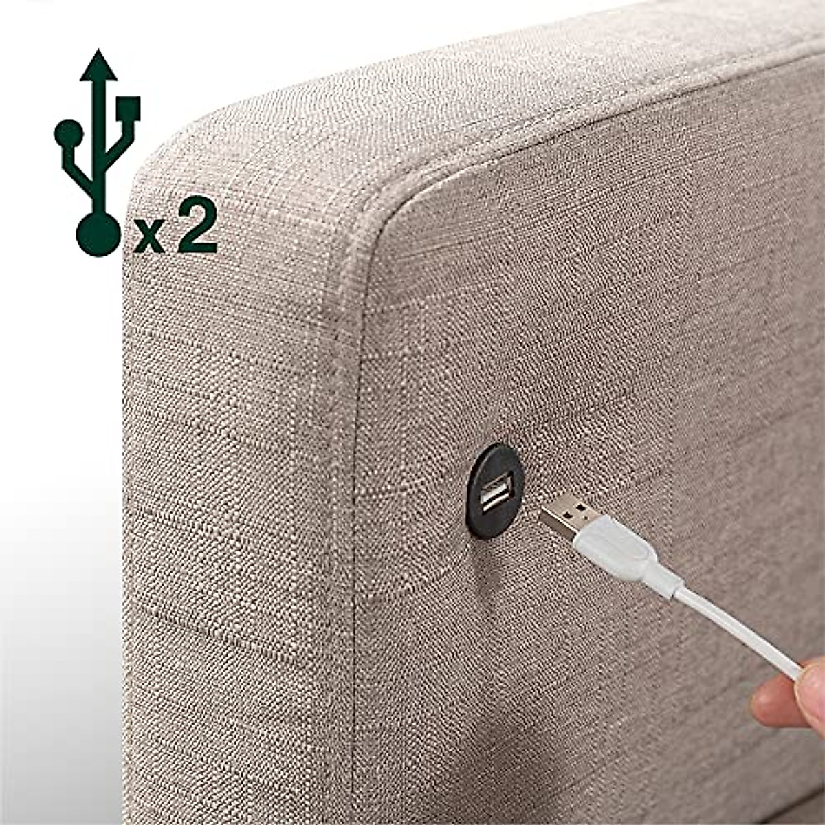 ZINUS Pascal Sofa with USB Ports / Tool-Free, Easy Assembly, Oatmeal