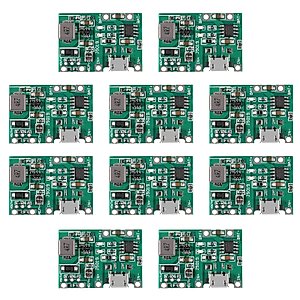 10Pcs TP4056 3.7V 4.2V 9V 5V 2A Adjustable DC-DC Step Up Boost Module 18650 Lithium Li-ion Battery Charger Discharge Power Board DIY Kit Parts