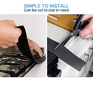 Silicone Stove Gap Covers (2PCS), 25 inch Stove Gap Filler, Stove Guard for Kitchen Oven Counter Side Gap, Heat Resistant and Easy Clean Oven Gap Filler, Black