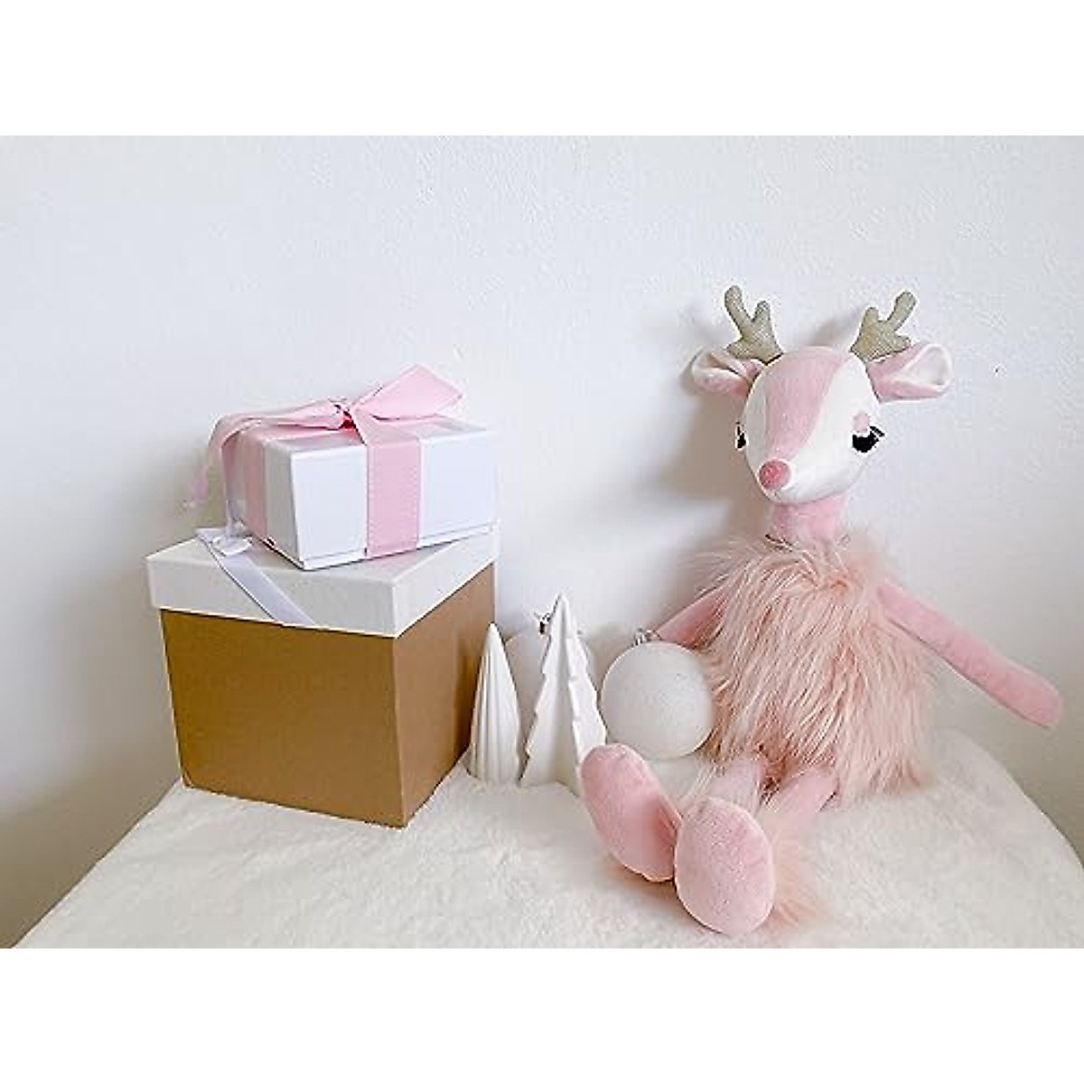 MON AMI Freija The Pink Reindeer Stuffed Animal Doll – 17”, Deer Plush Toy, Use as Toy or Room Décor, Great Gift for Kids, Boys, Girls