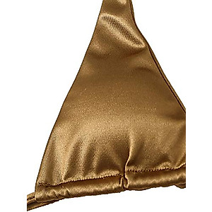 SOLY HUX Women's Metallic Halter Top Two Piece Swimsuit Tie Side Triangle Thong Bikini Bathing Swimwear Gold M