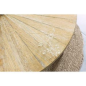 Gexpusm Round Coffee Table, Natural Wood Solid Wood Center Large Circle Coffee Table for Living Room, 35.3x35.3x17.8IN