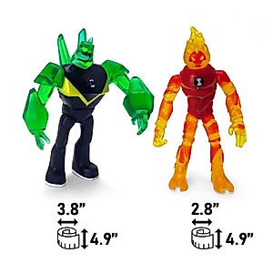 Figures Based on Ben 10 Action Figures - Set of 9 Toys [Ben Tennyson, Four Arms, Grey Matter, Kineceleran, Diamondhead, Hex, Steam Smythe, Cannonbolt, Heatblast]