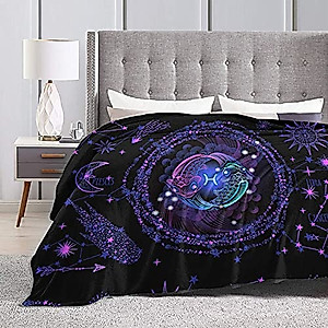 Pisces Throw Blanket Flannel Constellations Blanket Warm & Soft 12 Horoscope Astrology Throw Blankets Constellation Theme Home Décor 50"X40"