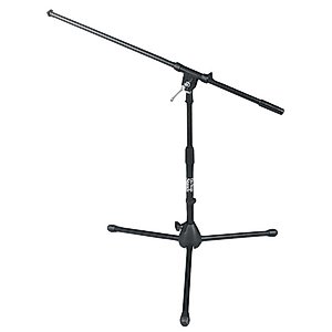 On-Stage MS7411B Short Drum/Amp Tripod Microphone Stand with Boom, Black