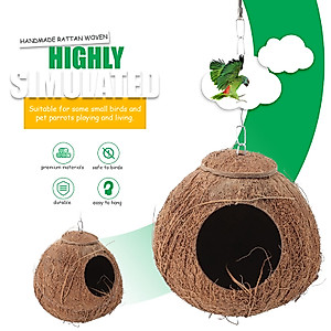 VILLCASE Outdoor Toys Bird Natural Shell Bird House Parakeet Budgie Cockatiel Finch Sparrows Breeding Nesting Bird Aviary Cage Box -Pecking Bite (Chain Style) Outdoor Playset