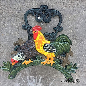 Riyyow Retro cast Iron Cock Water Pipe Rack Painted Courtyard Water Pipe Storage Bracket Gardening Rack Garden Villa Mural Animal