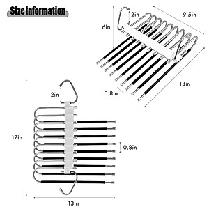 CERETIA 9 Layers Pants Hangers Space Saving - Non Slip Stainless Steel Multifunctional Pants Rack, Clothes Closet Storage Organizer for Pants Jeans Trousers Scarf Hanger