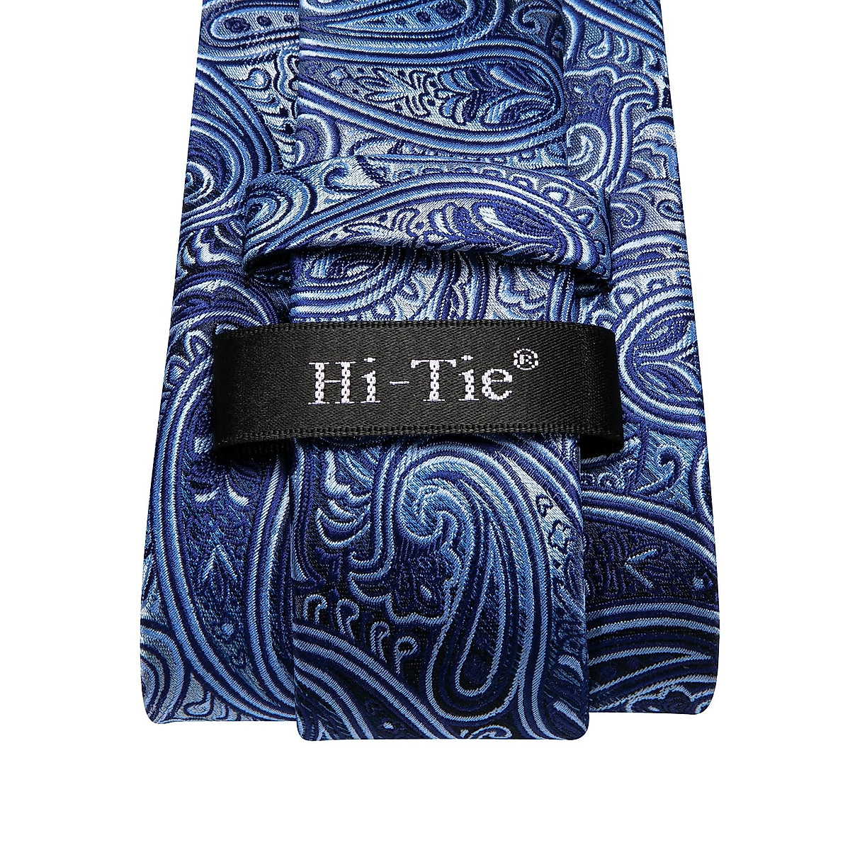 Hi-Tie Silk Paisley Ties for Men Necktie Pocket Square Cufflinks Set Foral Tie Sets Formal Business,Blue
