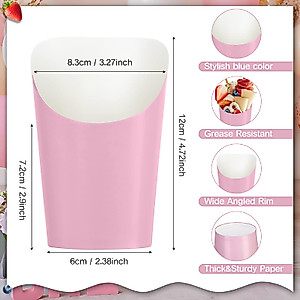 100 Pcs Charcuterie Cups French Fry Holder 12oz Disposable Paper French Fry Cups Paper Appetizer Cups for All Occasions Suitable for Baby Shower Party Waffle Popcorn Food Takeout (Pink)