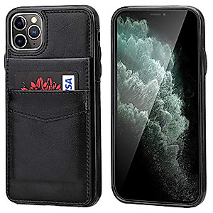 KIHUWEY iPhone 11 Pro Max Case Wallet with Credit Card Holder, Premium Leather Magnetic Clasp Kickstand Heavy Duty Protective Cover for 11 Pro Max 6.5 Inch(Black)