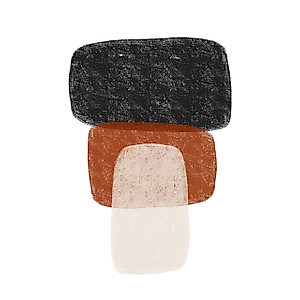 Abstract Black, TerraCotta & Gray Rectangle Contemporary Wall Art | 11x14 UNFRAMED Print | Nordic Modern Mid Century Wall Decor. Shades of Black, Gray/Tan, Clay/Terra Cotta.