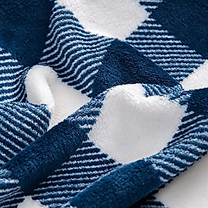 BEDELITE Fleece Throw Blanket for Couch Sofa Bed, Buffalo Plaid Decor Navy and White Checkered Blanket, Cozy Fuzzy Soft Lightweight Warm Blankets for Spring and Summer