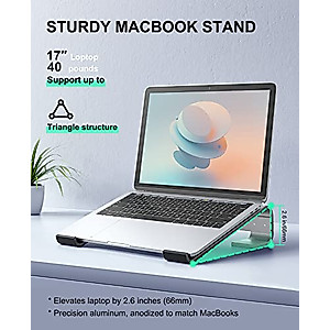 Soqool Laptop Stand for Desk, MacBook Stand Sturdy Laptop Riser, Ventilated Ergonomic Aluminum Laptop Holder Compatible with 12 13 15.6 17 Inch MacBook Pro Air/HP/Dell, Work Cooling Computer Stand