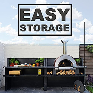 Simond Store Pizza Oven Door 19.25” X 27” Stainless Steel 304 Heavy-Duty Oven Door with Wooden Handle for Indoor & Outdoor Pizza Oven, Outdoor Pizza Oven Kit