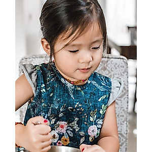 BapronBaby Boho Floral Bapron - No Neck Tie Safer Bib for Baby & Toddler - Soft Waterproof Stain Resistant - Machine Washable - Sz Baby/Toddler 6m-3T