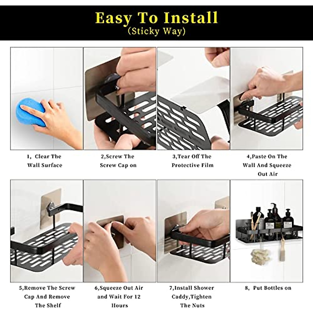 Wumagin Bathroom Shelf 2 Shower Caddy Shelf +2 Soap Dishes,Black Rust Proof Space Aluminum Spice Rack Kitchen Organization Makeup Organizers Bathroom Storage Wall Mount Shelves