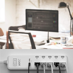 Zooz Z-Wave Long Range Power Strip ZEN20 800LR with Energy Monitoring and 2 USB Ports | Works with Z-Box, Hubitat, Home Assistant, Compatible with SmartThings