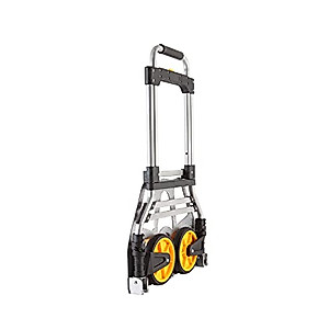 Mount Plus A1 Compact Folding Hand Truck and Dolly with Capacity of 264lbs | Aluminum Heavy-Duty Luggage Trolley Cart with Telescoping Handle and Rubber Wheels | Good for Indoor Outdoor Moving Travel