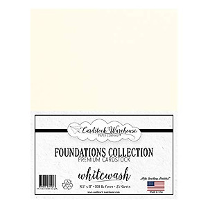WHITEWASH WHITE 100% Recycled Cardstock Paper - 8.5 x 11 inch Premium 100 lb. Cover - 25 Sheets from Cardstock Warehouse